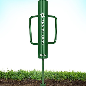 Gray Bunny T Post Driver with Handles, 14LB Heavy Duty Fence Post Driver, Post Pounder for T-Posts, U Channel, Wood, Metal Fence Posts and Signs - Rust Resistant Cast Iron