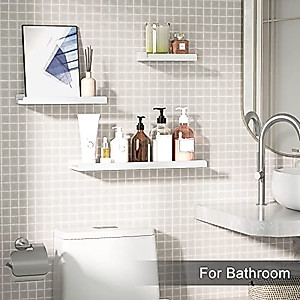 Alsonerbay White Floating Shelves Wall Mounted Set of 3, 23.6 Inch Rustic Wood Wall Shelves for Storage and Display for Bedroom Living Room Bathroom Kitchen Office and More