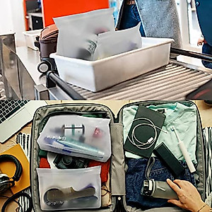 Gpurplebud Clear Toiletry Bags, PEVA Material Leakproof Zipper Bags, Security Approved Travel Makeup Cosmetic Bags for Women Men 6 Pack