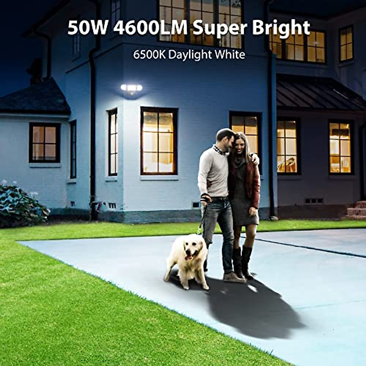 iMaihom 50W Motion Sensor Light Outdoor,4600LM Bright LED Security Lights Motion Sensor,6500K LED Flood Lights Outdoor,3 Head Adjustable IP65 Security Lights Motion Detection Outdoor for Yard (White)