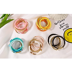 Elegance 11 designs Heishi Beaded Bracelets For Women Polymer Clay Pink Surfer Stackable Beads Boho Bracelet Summer Beach Jewelry Set