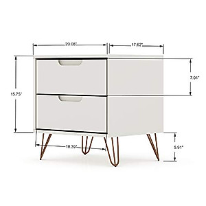 Manhattan Comfort Rockefeller Nightstand with Drawers, Mid Century Modern Bedside Table, Minimalist Display and Storage Organizer, Ideal for Bedroom and Living Room, Off-white