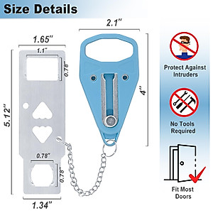Portable Door Lock, Travel Door Lock for Hotel Rooms, Security Door Stopper for Traveling Home Apartment Anti Break-in, Door Safety Locks from Inside for Women Families Privacy (3 Pack)