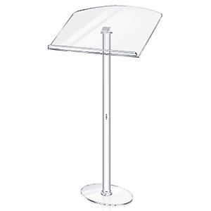 Barydat 23.6 x 15.7 x 43.3 Inch Pulpits for Churches Acrylic Podium Stand Angle Adjustable Clear Podium Portable Church Podium Modern Foldable Lectern for Weddings Classroom Church Concert Speech