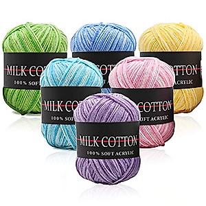 6 Rolls Large Yarn Skeins Assorted Colors Crochet Yarn, Acrylic Yarn Skeins, Acrylic Soft Yarn Perfect for Any Knitting Crochet and Crafts Mini Project
