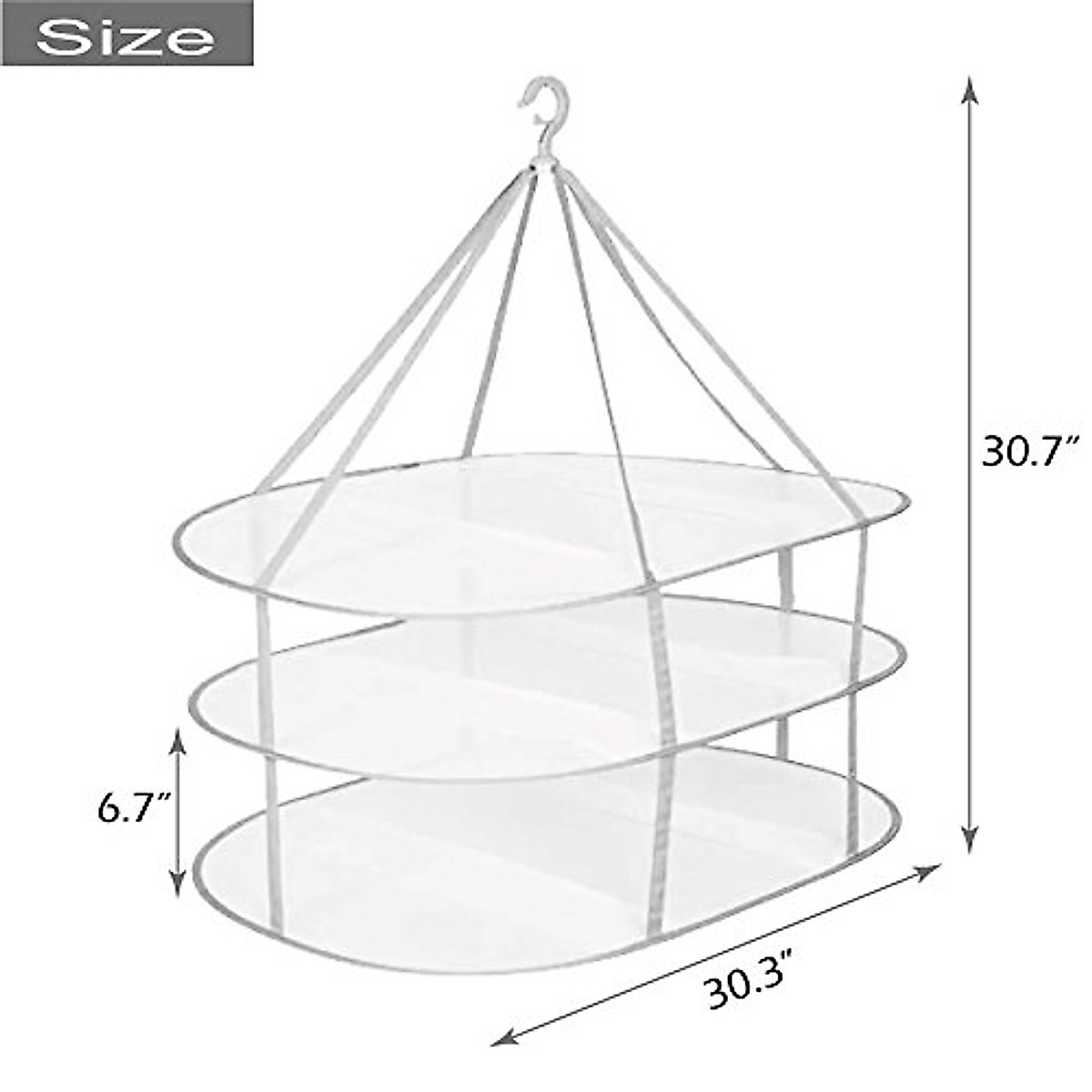 Looca 3-Tier Folded Mesh Clothes Hanging Dryer Sweater Drying Rack 30.3" L * 24.5" W*30.7" H