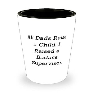 Inappropriate Dad Shot Glass, All Dads Raise a Child. I Raised a Badass Supervisor, Present For Dad, Unique Idea From Son Daughter