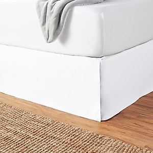 Amazon Basics Lightweight Pleated Bed Skirt, Twin, Bright White, Solid