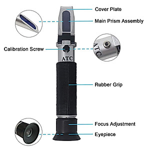Abuycs High Proof Alcohol Refractometer, ATC Alcohol Refractometer with 0-80% Alcohol Measurement Range for Liquor and Spirits. High Accuracy ±1% Alcohol Refractometer for Whiskey, Brandy, Vodka, etc.