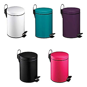 Premier Housewares 506420 Pedal Bin Hot Pink Kitchen Bin Stainless Steel Bathroom Bin Pedal Push Kitchen Bins Recycling Bins 3 L H26 x W17 x D23cm