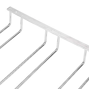 Dianoo Wine Glass Rack Under Cabinet, 304 Stainless Steel Wine Glasses Holder, Stemware Racks Storage For Bar Kitchen 30cm 3 Rows