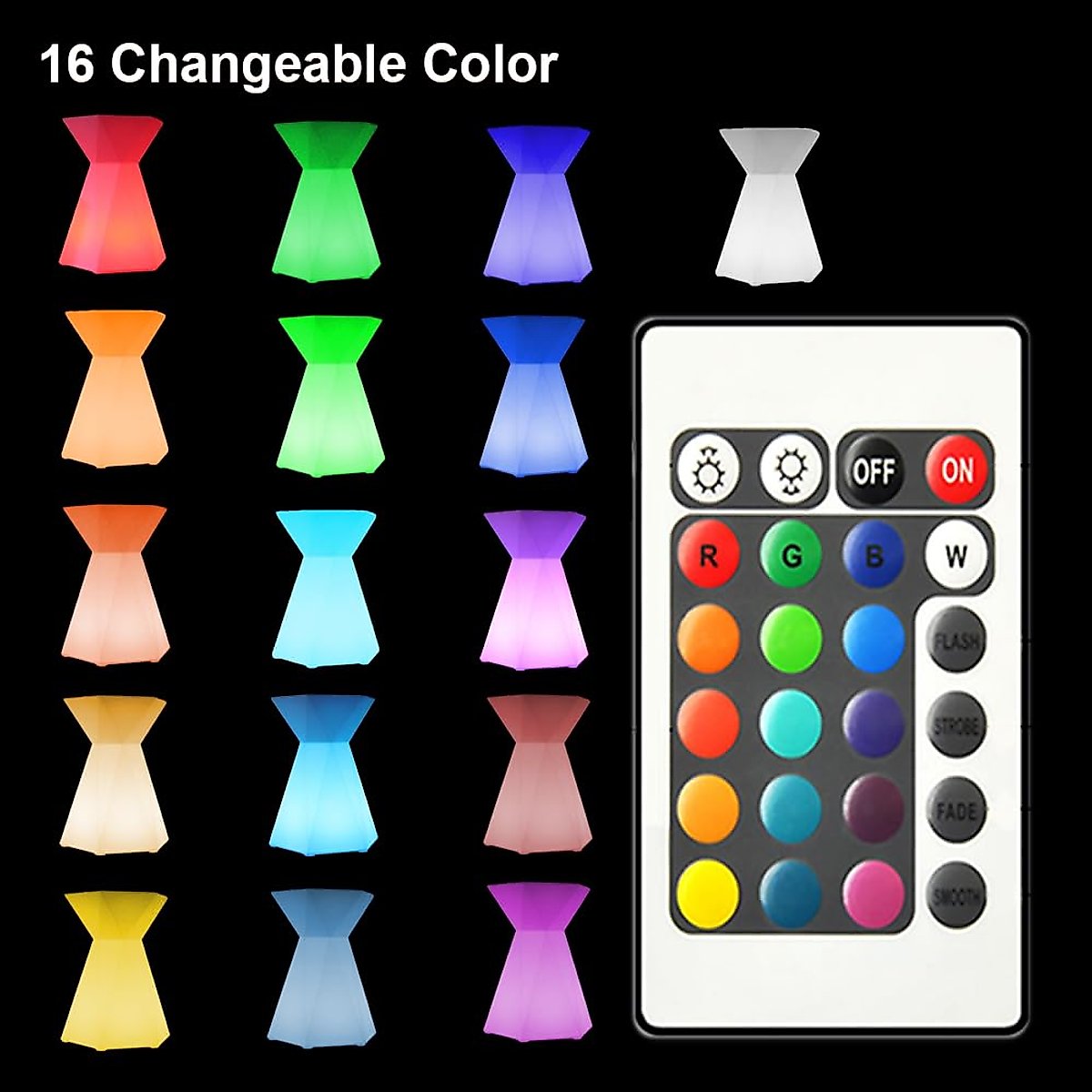 AKaSping LED Bar Table 19" Cocktail Tables with Remote Control 16 RGB Changing-Color Pub Table Hexagon Bistro Coffee Table Outdoor Light Up Bar Table Light Up Furniture