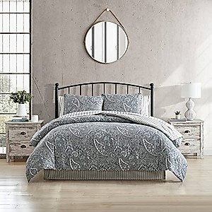 Stone Cottage - King Comforter Set, Reversible Cotton Bedding with Matching Shams And Bedskirt, All Season Home Decor (Lancaster Blue, King)