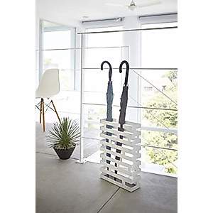 Hang or Stand Wide Modern Umbrella Rack in White Finish