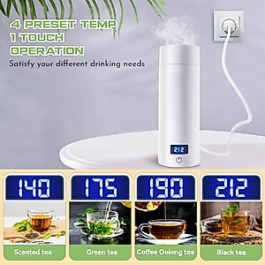 TYEMUI Travel Electric Kettle - Portable Travel Kettle Water Boiler, 380ml Small Electric Travel Tea Kettle, Stainless Steel Hot Water Kettle with 4 Temperature Control, Auto Shut-Off