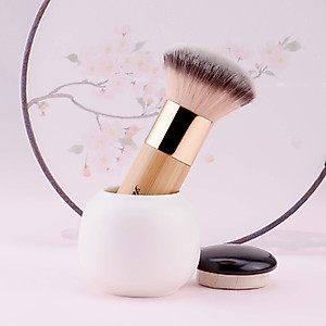 ANNE'S GIVERNY Makeup Foundation Sponge Brush Bronzer Loose Powder Blush Finish Airbrush Buffer Contour Kabuki Blender (Bamboo)