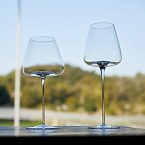 EUNA Red Wine Glasses - Extremely thin White Wine Glasses Burgundy Hand Blown Stemware Crystal Clear Long Stem Large Glassware as Gift (25 oz)