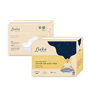 FJAKA USA [fee-ah-ka] Feminine Care Organic Cotton Cover Pads - Ultra Thin Sanitary Napkin Pads Heavy Absorbency, Unscented with Pad Wings for Women