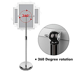 DISPLAYSWORKER Adjustable Poster Sign Stand,Floor-Standing Sign Holder with Heavy Duty Pedestal,Aluminum Snap-Open Frame for 8.5 x 11 Inch, Silver (8.5 x 11)