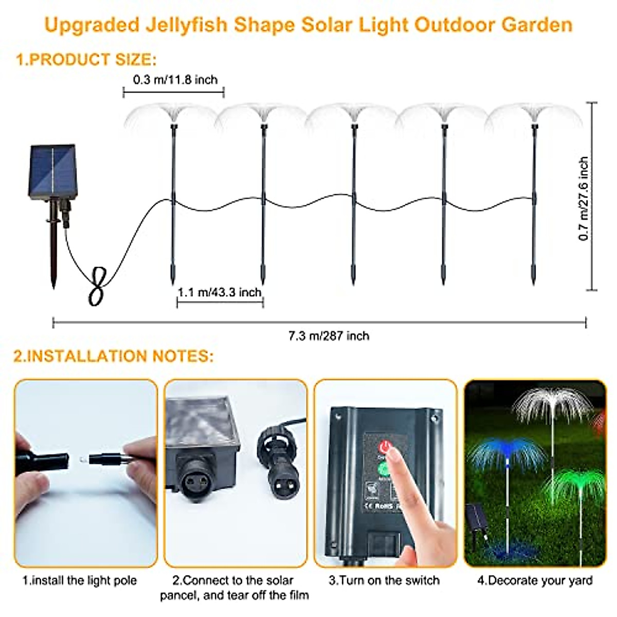 jar-owl Solar Garden Outdoor Lights, 5 Pack Multiple Color Switching, Upgraded Model Decorative Waterproof Jellyfish Light for Patio, Garden, Path, Holiday