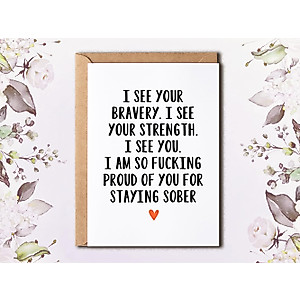 NTVShop Funny Sober Card - Proud Of You For Staying Sober Card - Sobriety Gift For Women Men - Simple Card For Him Her