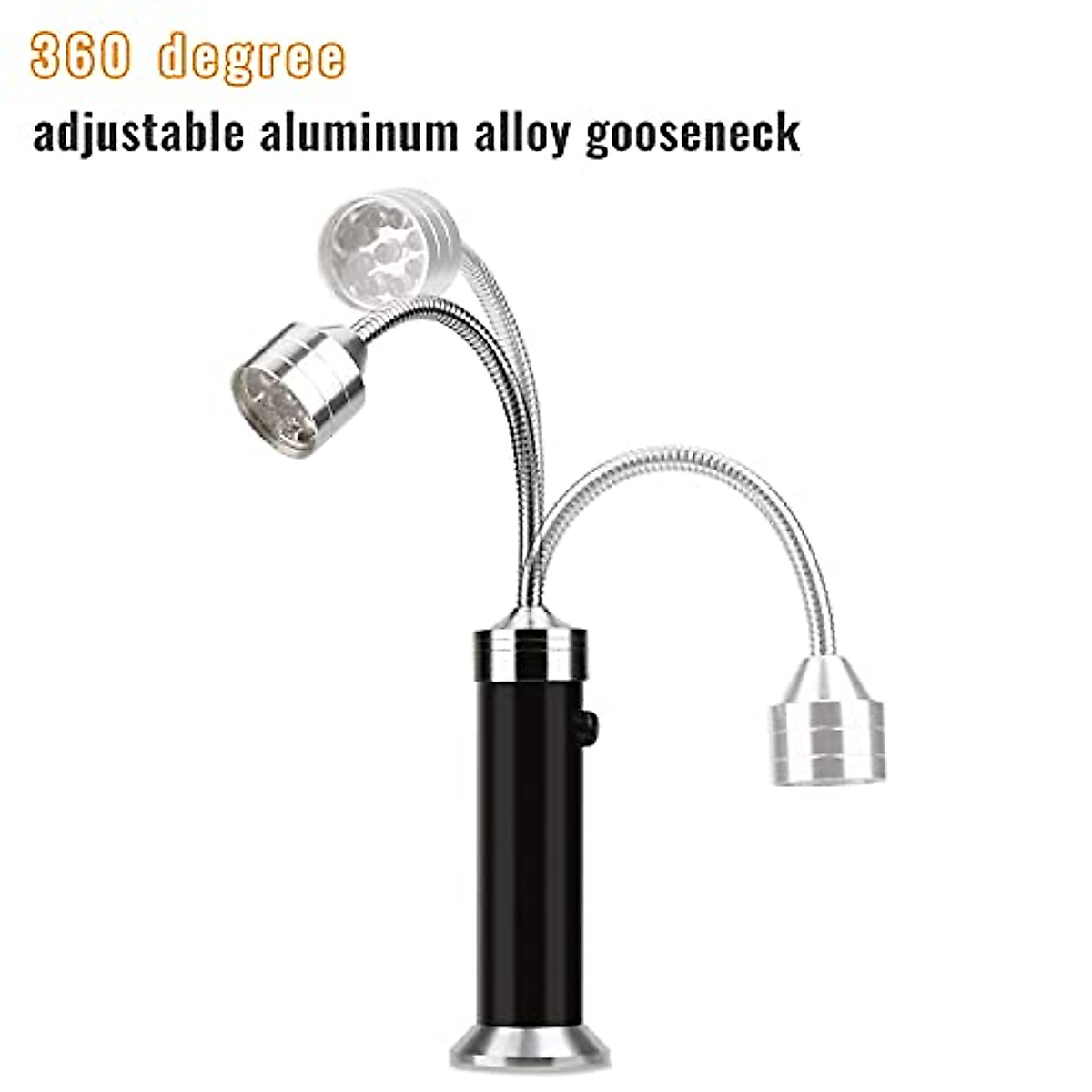 MasBekTe Barbecue Grill Lights, Magnetic Base Super Bright LED BBQ Lights, 360 Degree Flexible Gooseneck, Heat Resistant Alloy Grill Accessories for Outdoor Grill, Pack of 2