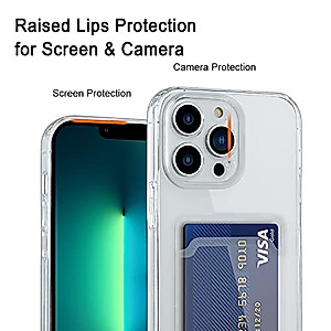 tharlet Compatible with iPhone 13 Pro Max Wallet Clear Case with Card Holder, Non-Yellowing Phone Case, Precision Cut-Outs and TPU Bumper for Shock Absorption, Anti-Scratch Smudge-Proof (Matte Clear)