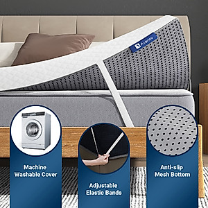 Full Size Mattress Topper, Avenco Mattress Topper Full Size Bed, 4 Inch Mattress Topper Full Memory Foam with Removable Cover for Teenage, Reversible Medium Firm, Comfort CertiPUR-US Foam White