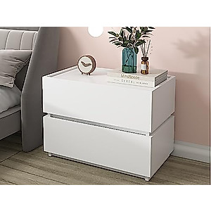 furtble Stackable 2 pcs 1 Drawer Dresser, Bedside Nightstand End Table, Wood Storage Closet Dresser for Bedroom, Storage Cabinet for Entryway, Sofa Beside Drawer Chest Dresser, 23.6 in, White