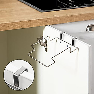 Hotop 3 Pieces Over The Cabinet Plastic Bag Holder Hanging Trash Bag Holder Made of Metal Garbage Bag Hanging Rack Rubbish Bag Holder for Kitchen Practical Sturdy Under Counter Over Door Silver