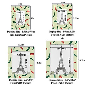 Pardick Chilli Peppers 4x6 Picture Frame, Green Red Wooden Photo Frames for Tabletop and Wall Display, Picture Frame Home Office Decor