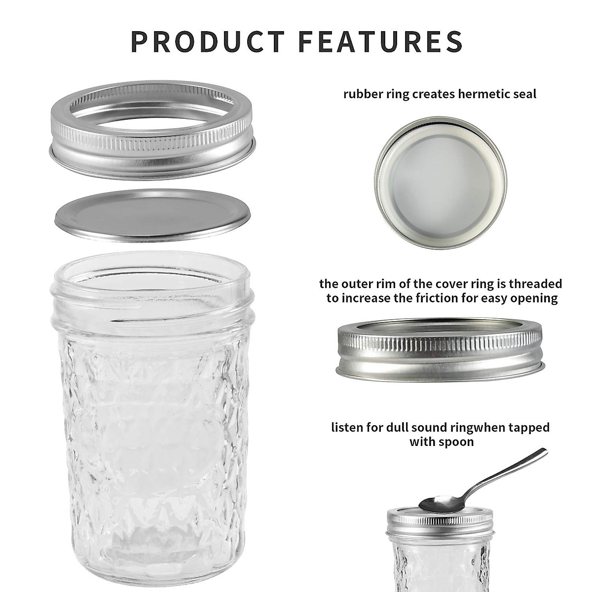 20 Pack Mason Jar Lids and Rings for Ball Canning Lids Regular Mouth, Split-Type Lids Leak Proof, Reusable and Secure Canning Jar Caps with Silicone Seals (70mm, Silver)