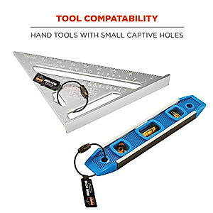 Ergodyne Squids 3708 Wire Cable Loop Tool Tethering Attachment, Screw Gate Opening, Weight Rating 3lbs, 6-Pack