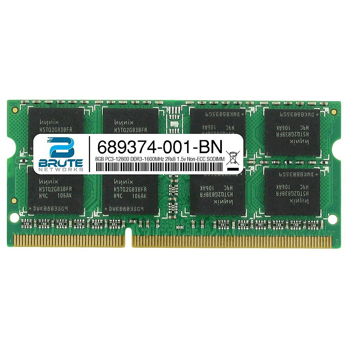Brute Networks 689374-001-BN - 8GB DDR3-1600MHz 2Rx8 1.5v Non-ECC SODIMM (Compatible with OEM PN# 689374-001)