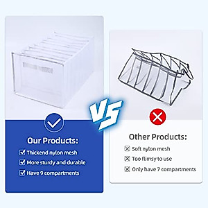 2PCS Wardrobe Clothes Organizer, LIVESO 9 Grids Visible Closet Organizer For Folded Clothing, Washable Clothes Drawer Organizer for Jeans, Sweaters,T-shirts,Pants,Legging,Kid Clothes