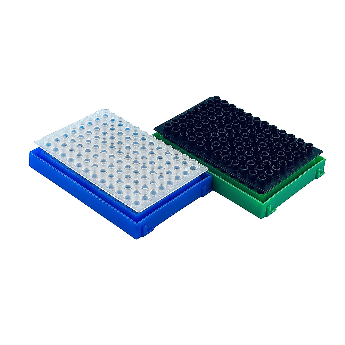 LUERFLEX 96 Wells PCR Tube Rack for 0.2ml 0.1ml Strips Tubes, The Lid is for Non-Skirted PCR Plate Pack of 2