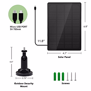 Solar Panel for Security Camera,USB Solar Panel Compatible with Rechargeable Battery Camera,5V 3.5W Waterproof Solar Panel with 10ft Charging Cable,Adjustable Security Mount(3 Pack)