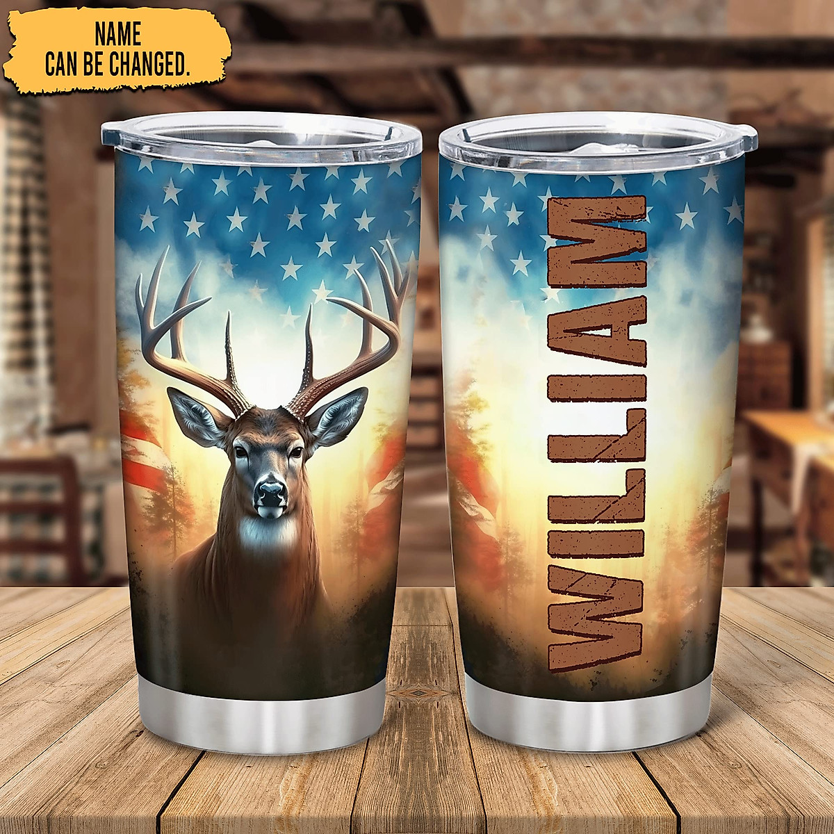 Hyturtle Personalized Hunting Gifts For Men - Deer Hunting Tumbler 20 Oz Travel Coffee Mug Stainless Steel - Fathers Day Hunting Gift For Dad, Him, Boy, Husband, Hunters On Birthday, Christmas