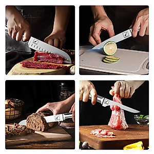 imarku Knife Set,16PC Premium Kitchen Knife Sets for Kitchen with Block,Japanese Stainless Steel Knife Block Set with Kitchen Sharpener,Dishwasher Safe (Brown)