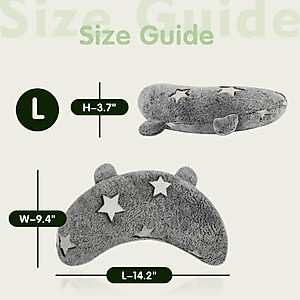 POMESEA Dog Calming Pillow Glow in The Dark, Soft U-Shaped Pet Pillows for Dogs & Cats, Machine Washable, Dog Neck Pillow, Joint Relief, Better Sleep (Large, Gray)