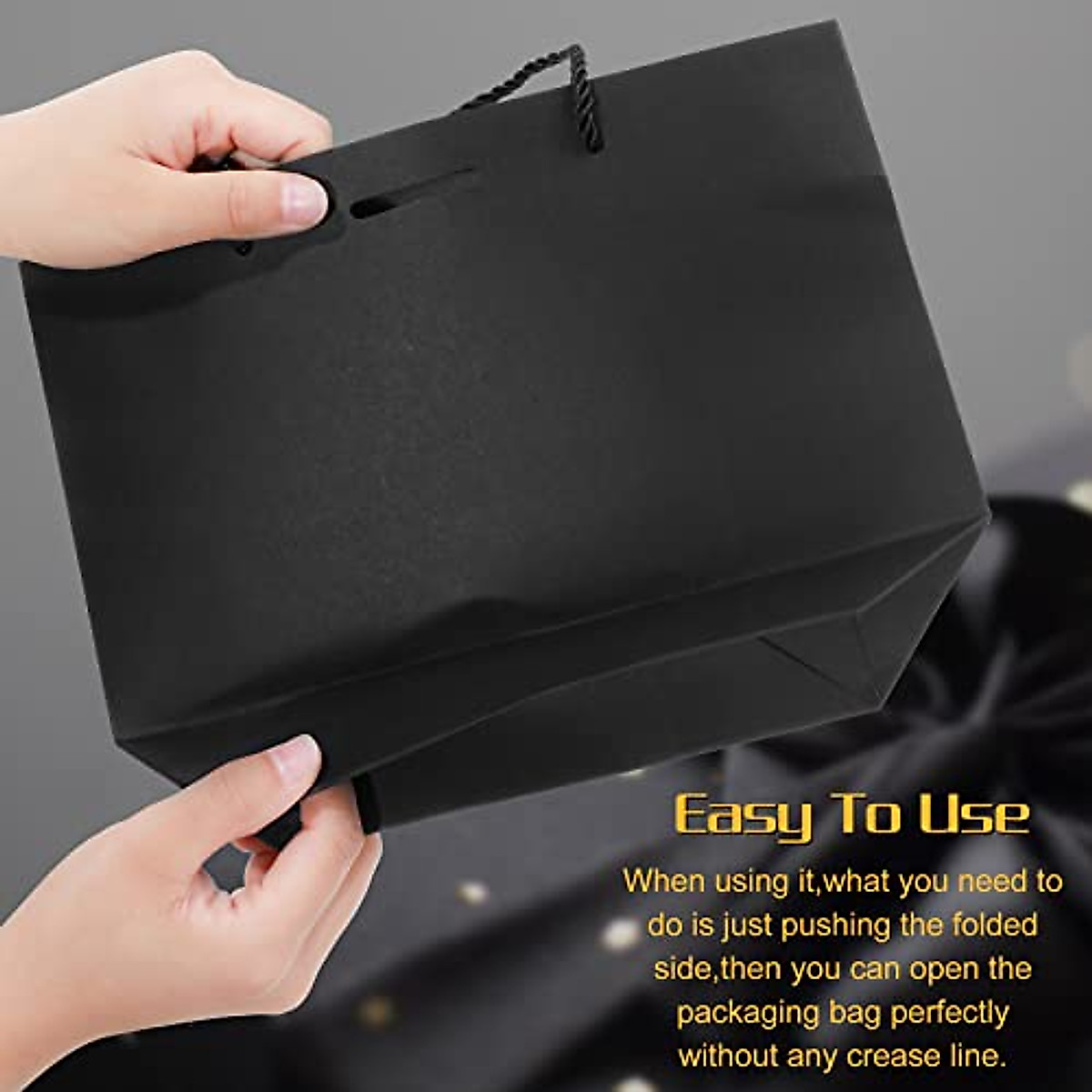 36 Pack Black Gift Bags with Handles Wedding Party Favor Paper Bags Bulk with Bow Ribbons 10.6 x 7.9 x 3.5 Inch Welcome Bags for Guests Birthday Holiday Bridesmaid Celebration