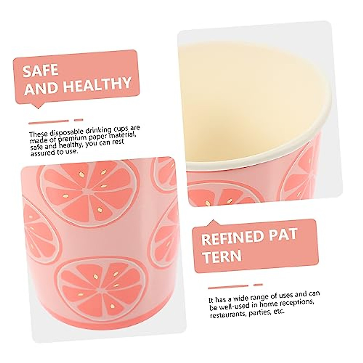 IFANLANDOR 8Pcs Lemon Paper Cups fruit party supplies tableware espresso paper cups hot coffee paper cups vasos para cafe desechables paper drinking cups lemon cups gold leaf Disposable