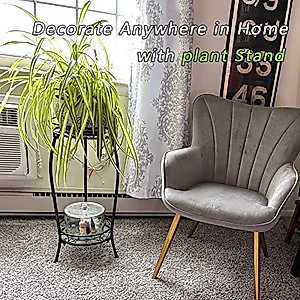 Cefzum Plant Stand Indoor Outdoor, 2 Tier Tall Metal Plant Shelf Corner Display Rack, 27'' Potted Multiple Pot Holder Decorative Flower Stand for Corner, Patio, Balcony Garden