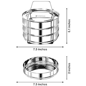 EasyShopForEveryone Stainless Steel 3 Tier Stackable Insert Pans, Compatible with 6 Qt Instant Pot, Pot-in-Pot, Baking Pans for Flan, Layer Cake