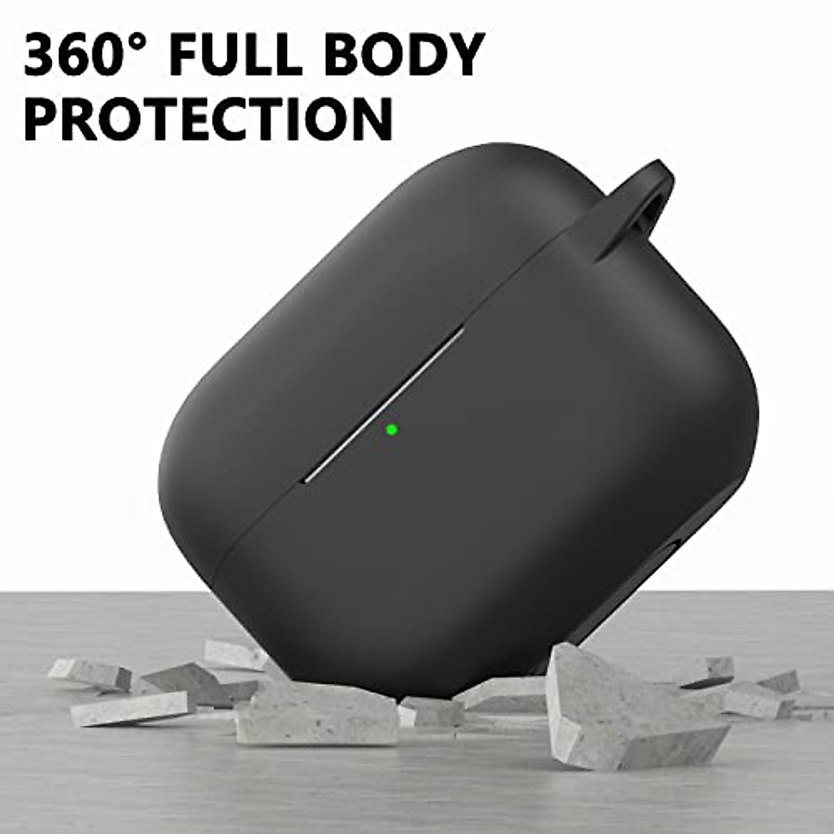 [7 in 1] AirPods Pro Case with Cleaner kit&Replacement Ear Tips,with Keychain and Anti-Lost String Accessories,Cleaning Pen for Air pods Pro Eartips with Noise Reduction Hole(Sizes S/M/L) - Black