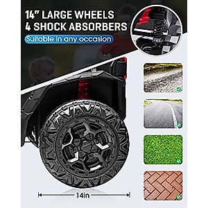 ANPABO 24V 4WD Ride on Car Truck w/Remote Control, 2WD/4WD Switchable Kids UTV, 4 Shock Absorbers, 19" Spacious Seat, Soft Start, Music Player, Electric Car for Kids Ages 3+ -Blue…