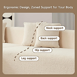 VASOENY 105.5 X 60.2'' L Shaped Sectional Sofa, Sherpa Fabric L Shaped Couch, 3 Seat Corner Sofa Couch, Modern Upholstered Couch with 4 Pillow Left Hand Lounge for Living Room, Office