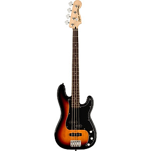 Fender Squier Affinity Precision Bass PJ - 3-Color Sunburst Bundle with Rumble 15 Amplifier, Instrument Cable, Gig Bag, Tuner, Strap, and Austin Bazaar Instructional DVD