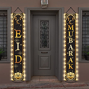 Day of The Dead Door Banners Lighted Dia de Los Muertos Porch Sign with LED Light Door Decorations Sugar Skull Door Sign Mexican Fiesta Hanging Banner for Halloween Party Indoor Outdoor Wall Decor