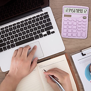 Purple Calculator, Basic Office Calculator, Desktop Calculator 12 Digit with Large LCD Display, Purple Office Supplies with Sensitive Button, Purple Desk Accessories, School Supplies……